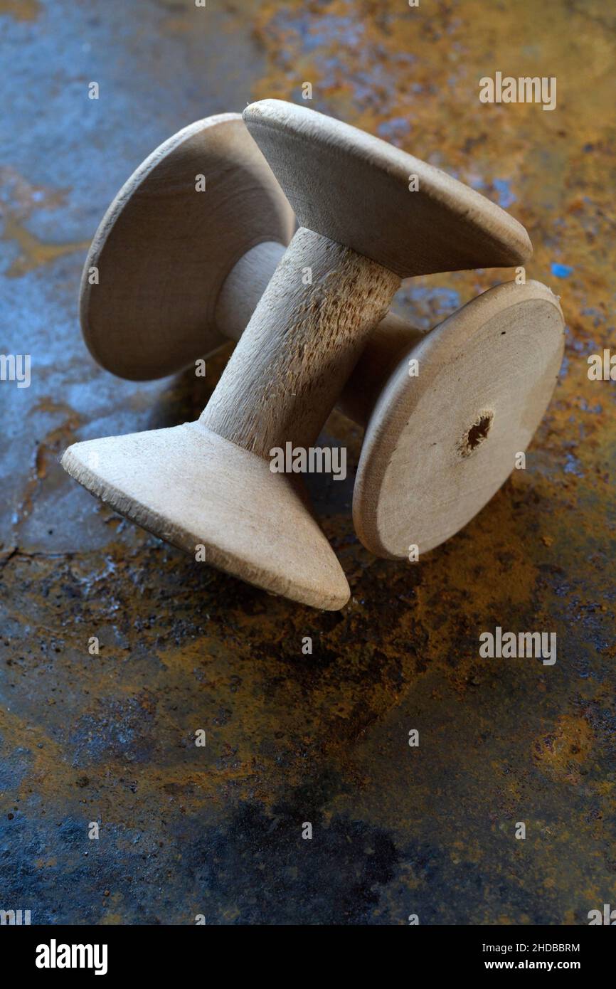 Empty cotton reels hi-res stock photography and images - Alamy