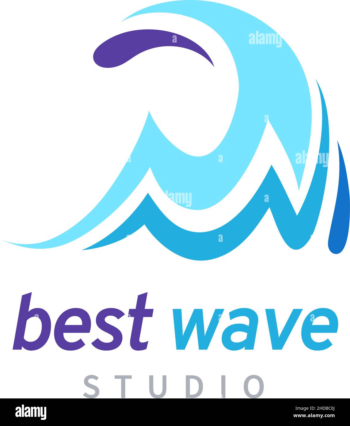 Blue wave logo. Stylized brand identity template Stock Vector Image ...