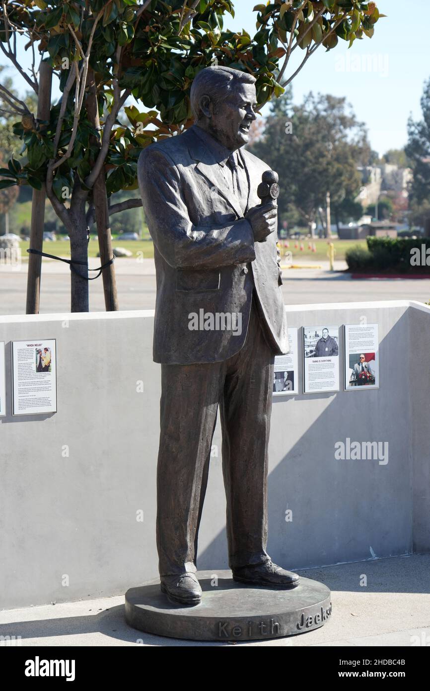 A statue of sportscaster Keith Jackson at Rose Bowl Stadium, Tuesday ...