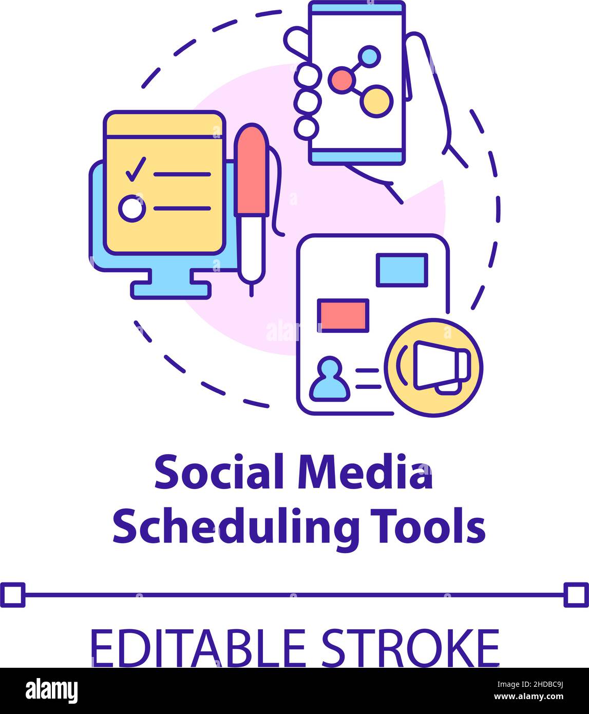 Social media scheduling tools concept icon Stock Vector Image & Art - Alamy