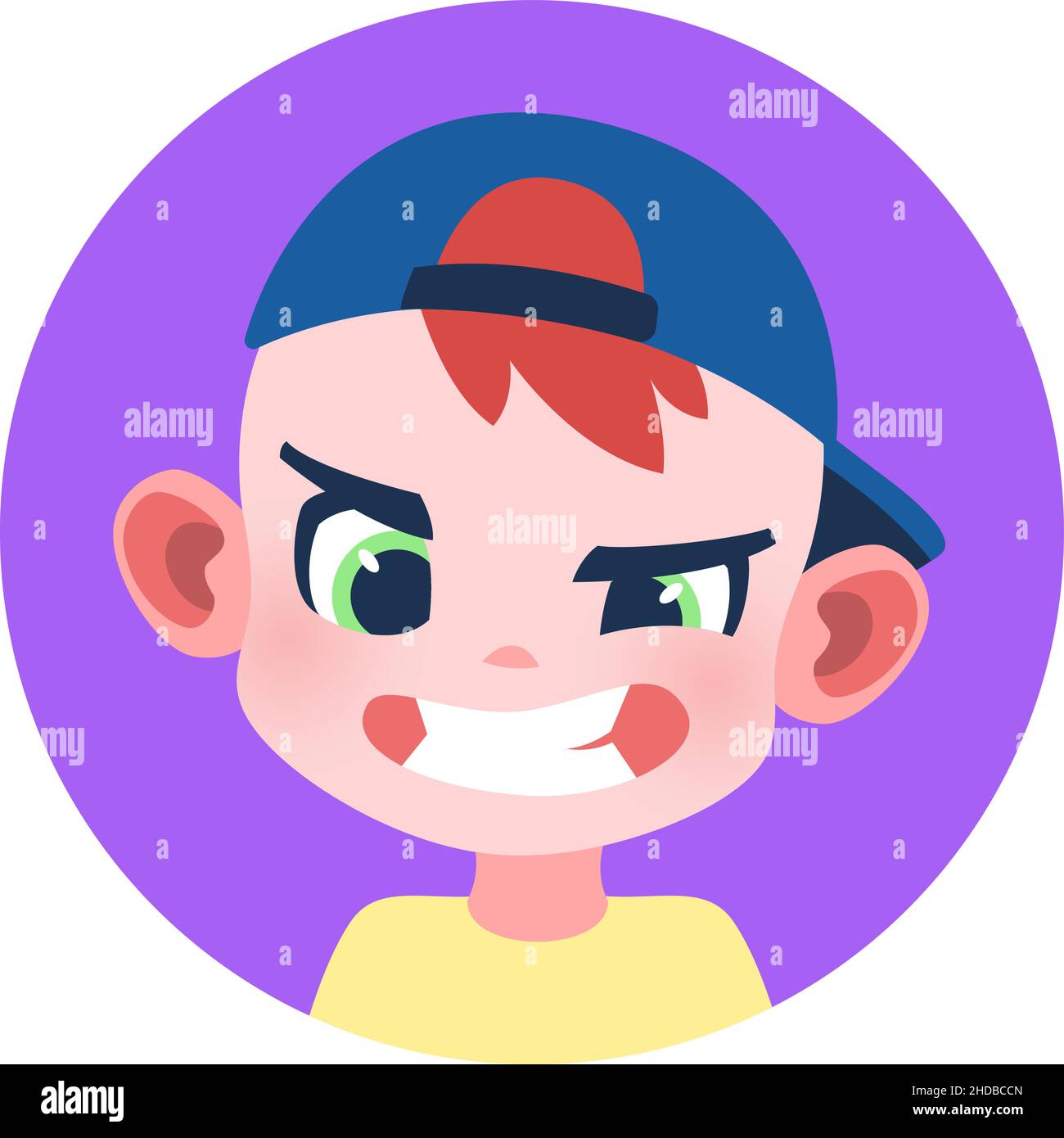 Funny boy in cap. Flat round kid avatar Stock Vector Image & Art - Alamy