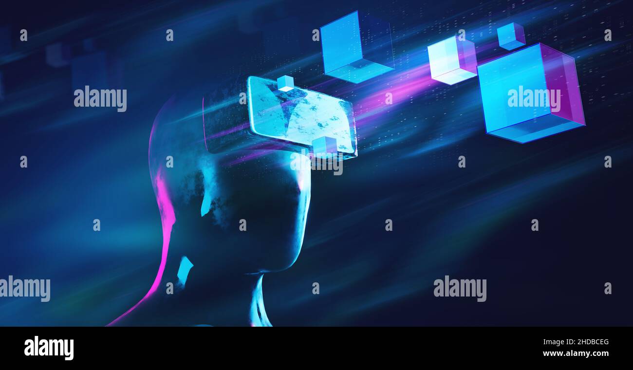 Metaverse technology - Virtual Reality - Network connection. - Computer ...