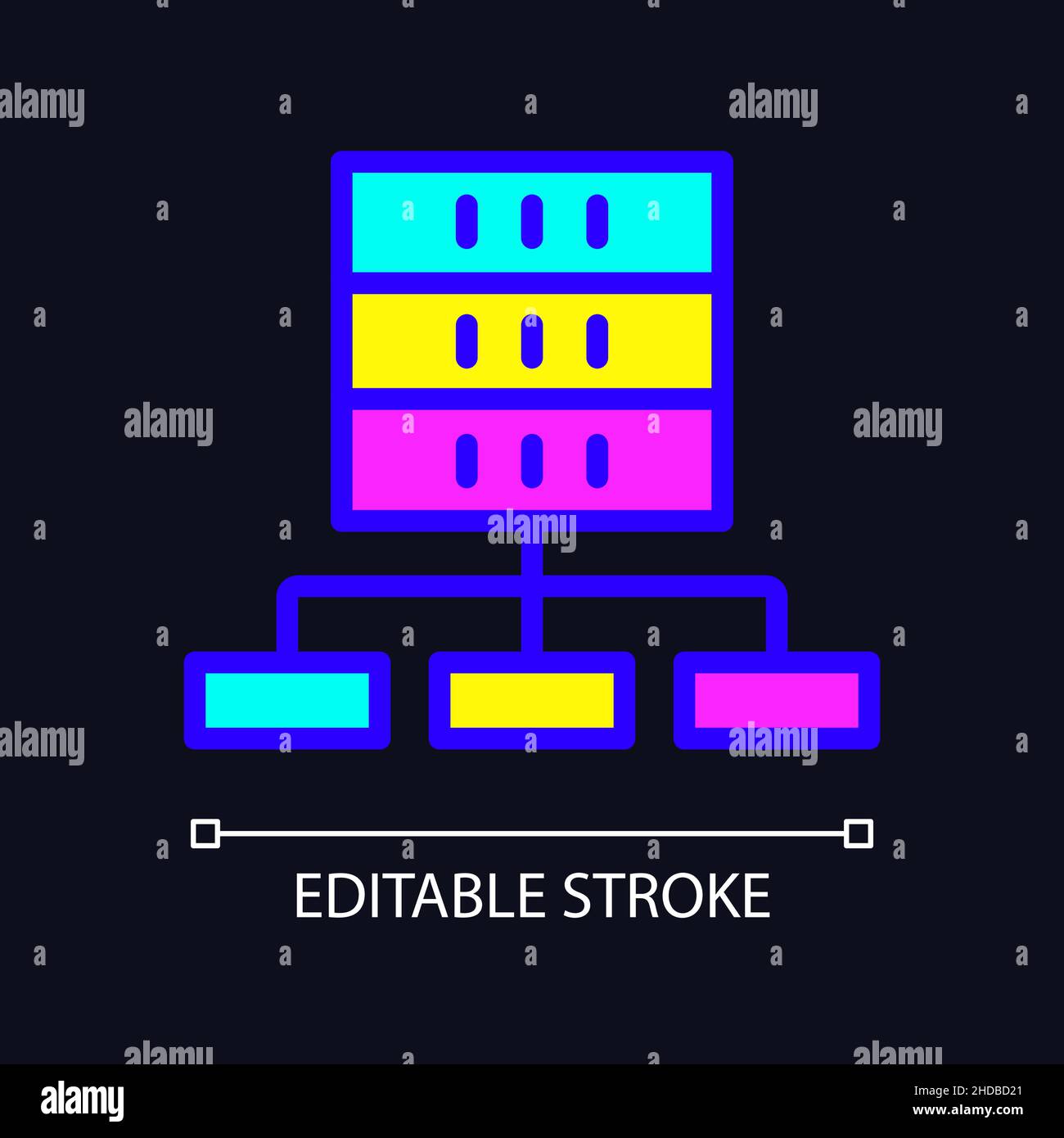 Data set technology RGB color pixel perfect icon for dark theme Stock ...