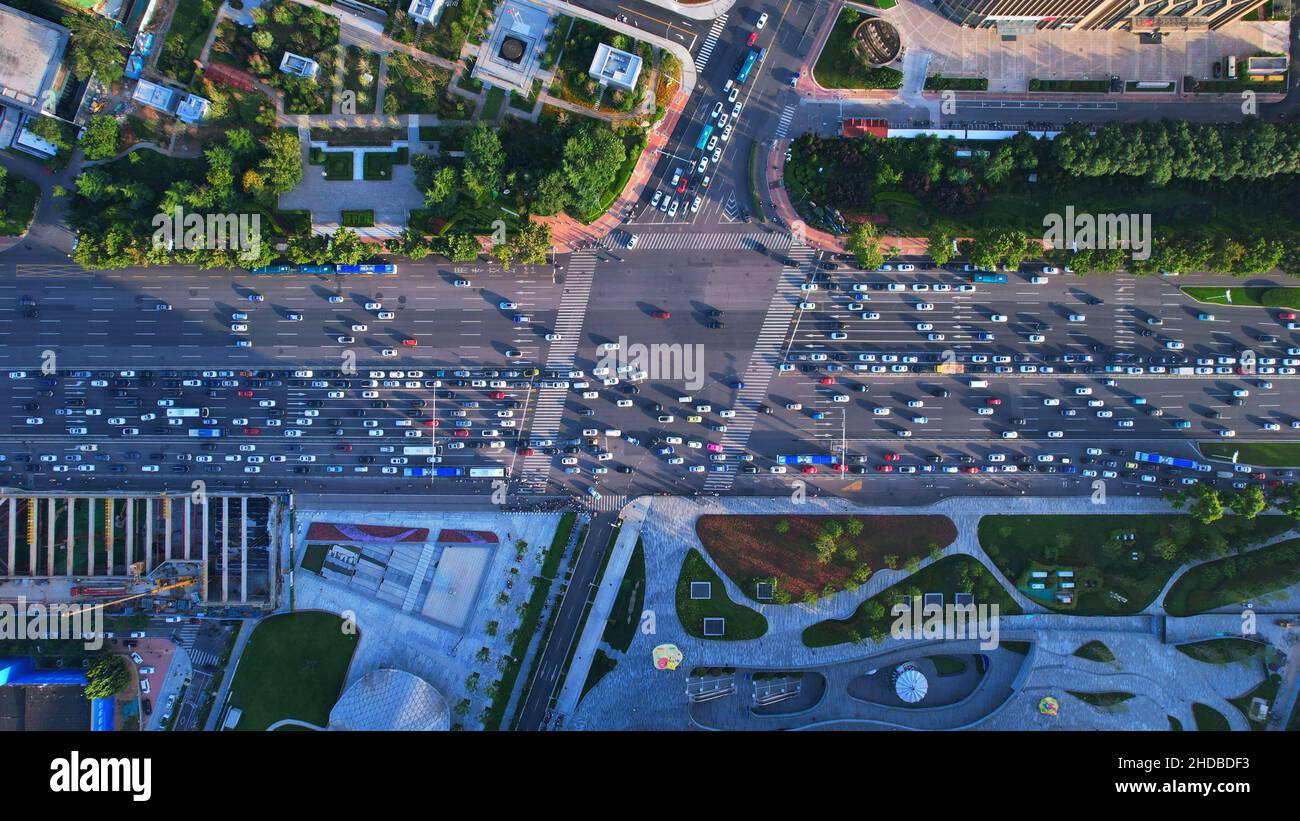 Birds eye view of a street in a metropolitan area Stock Photo - Alamy