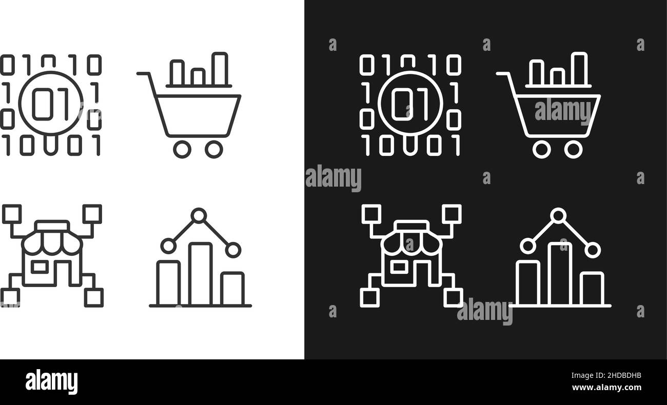 Retail data mining linear pixel perfect icons set for dark and light mode Stock Vector Image ...