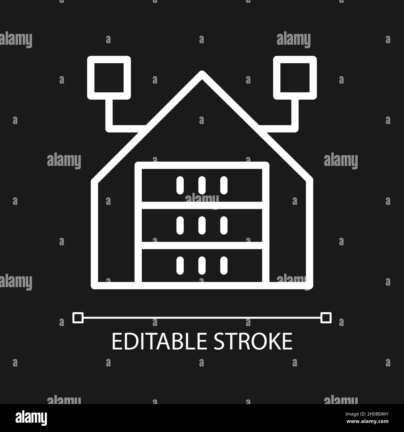 Virtual information warehousing white linear pixel perfect icon for dark theme Stock Vector ...