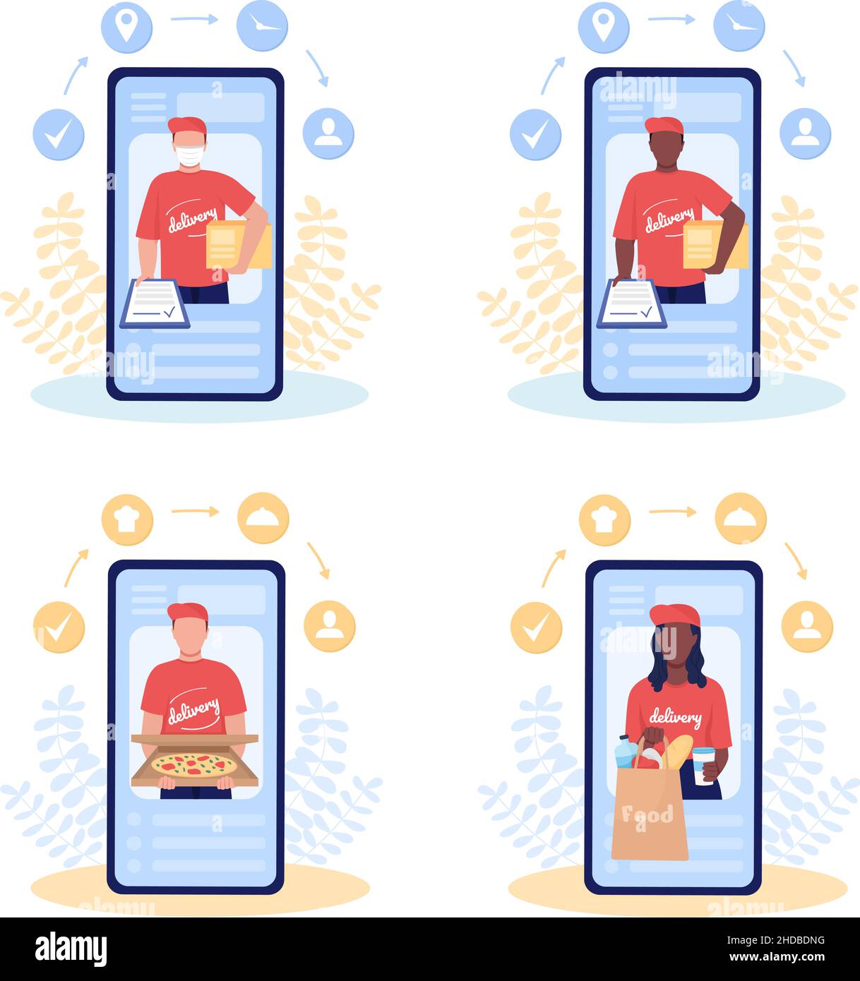 Delivery app flat concept vector illustration set Stock Vector Image ...