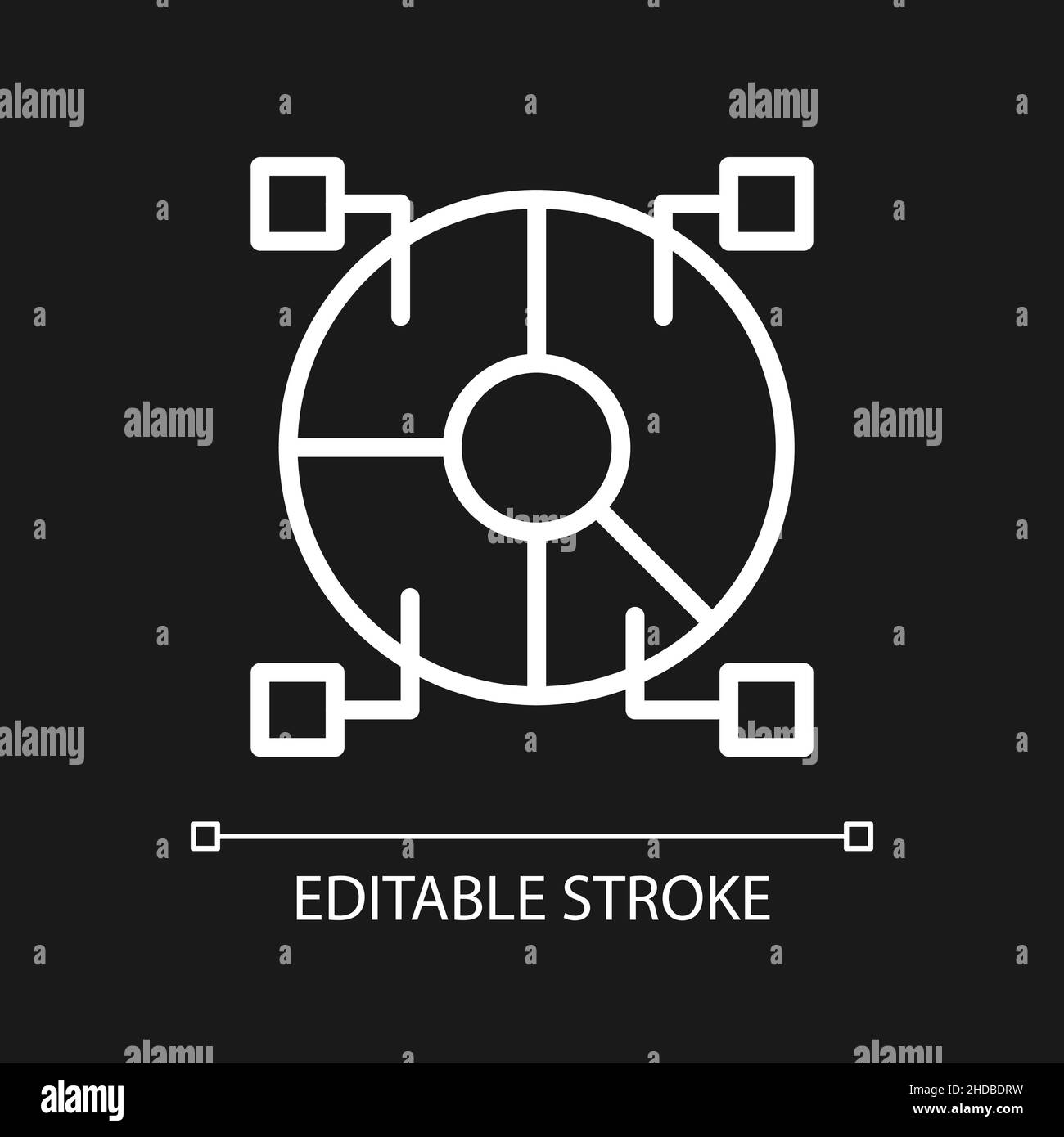 Data set analytics white linear pixel perfect icon for dark theme Stock ...