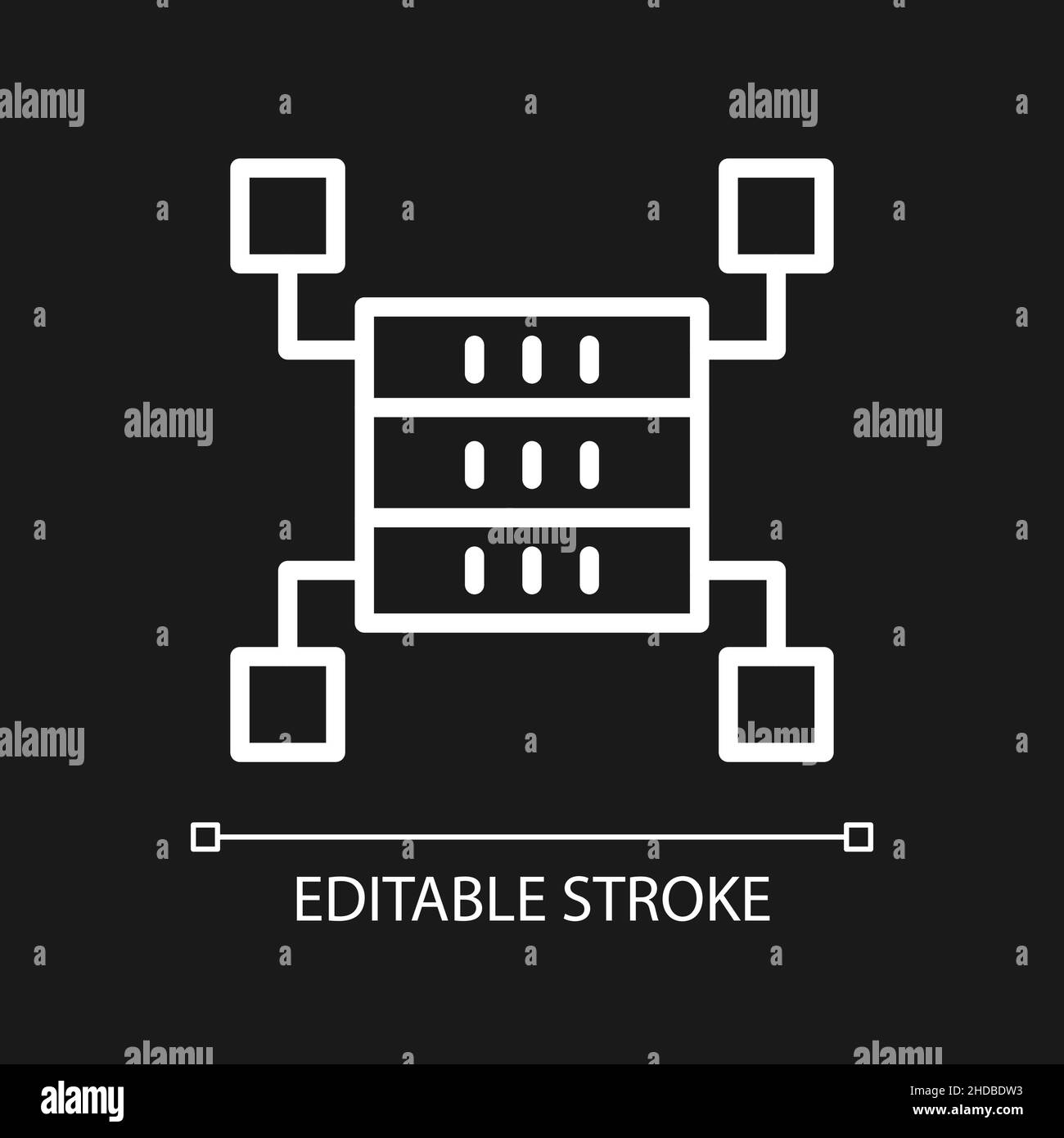 Data storage space white linear pixel perfect icon for dark theme Stock ...