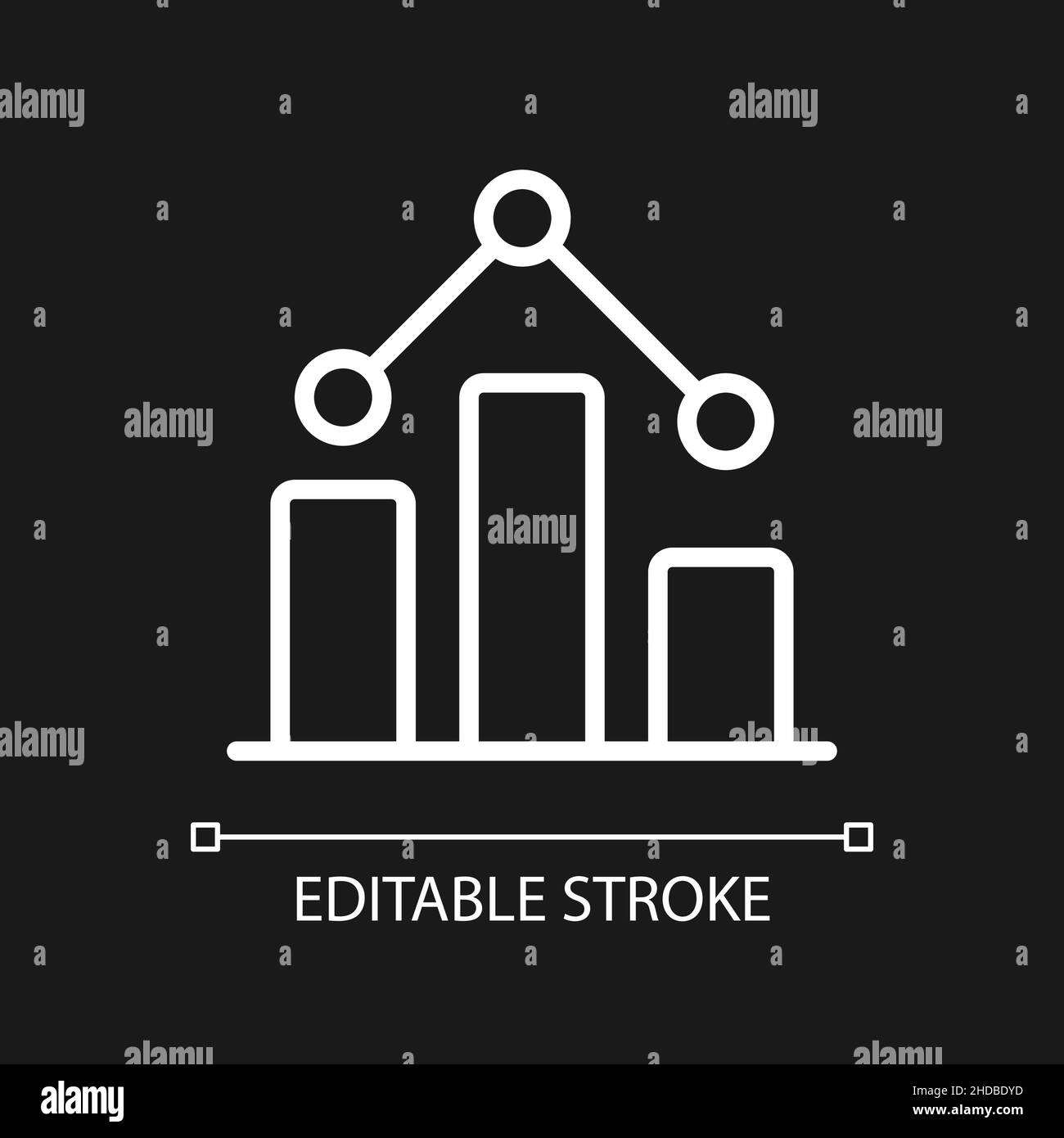 Regression in data mining white linear pixel perfect icon for dark ...