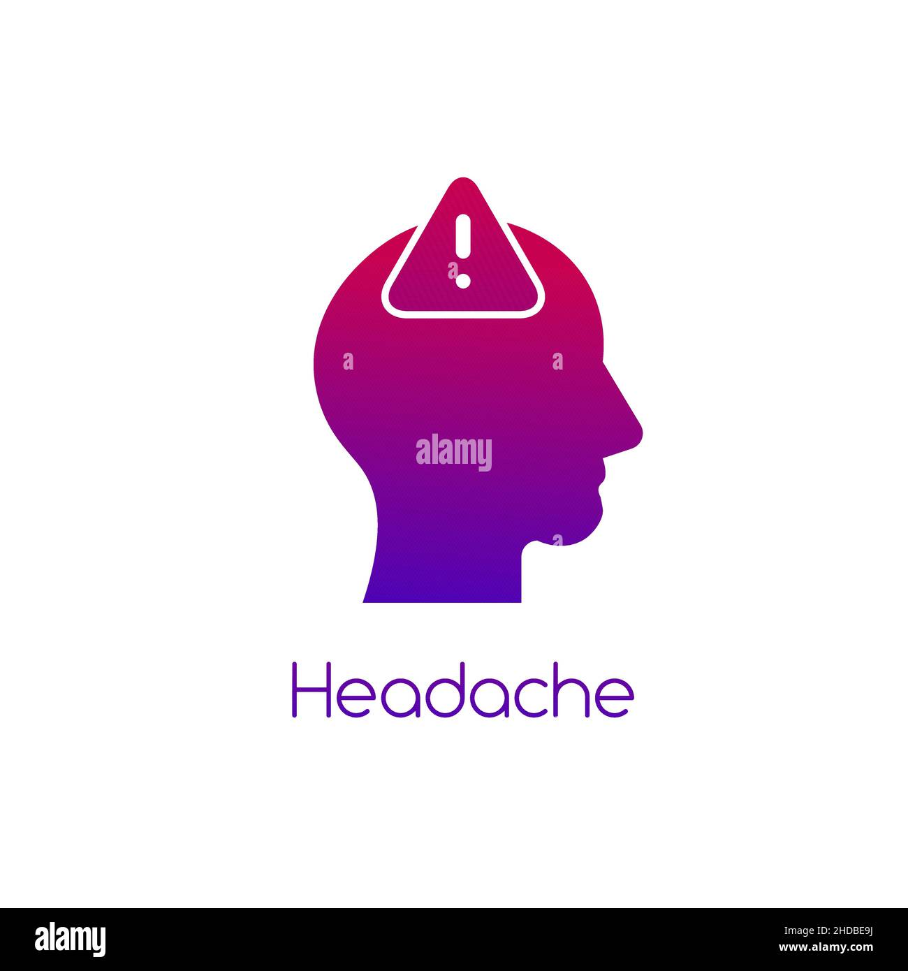 head with excemation warning sign vector icon. Migraine, headache ...
