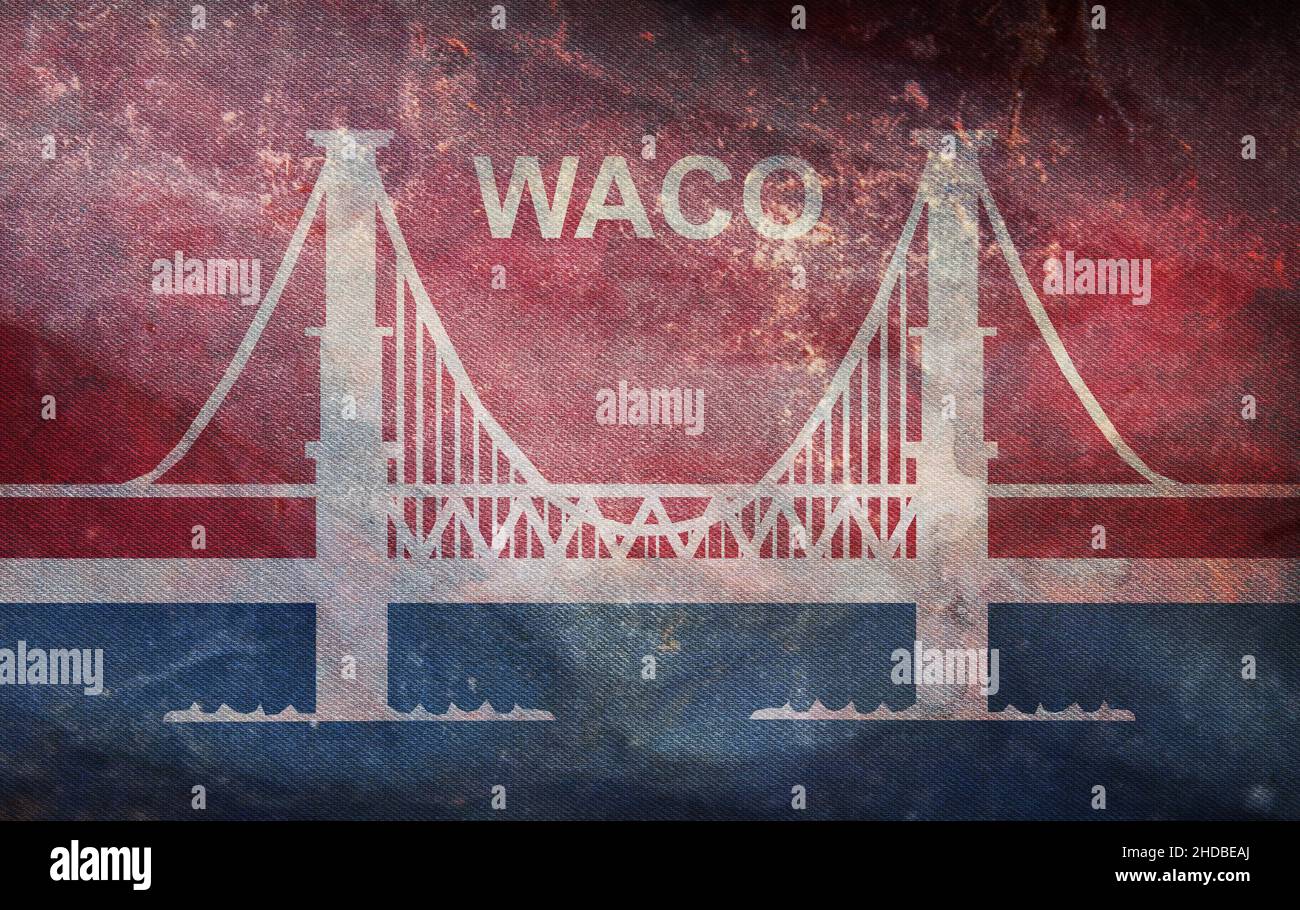 Top view of retro flag of Waco, Texas, untied states of America with ...
