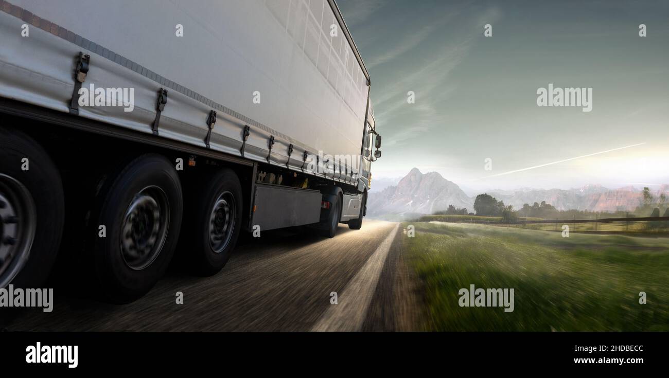 Truck - delivery van on a road Stock Photo - Alamy