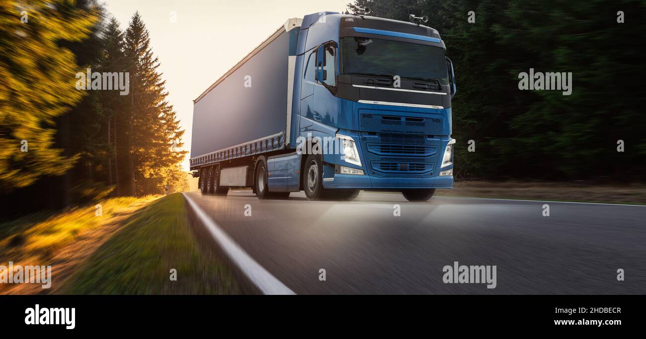 Truck - delivery van on a road Stock Photo - Alamy