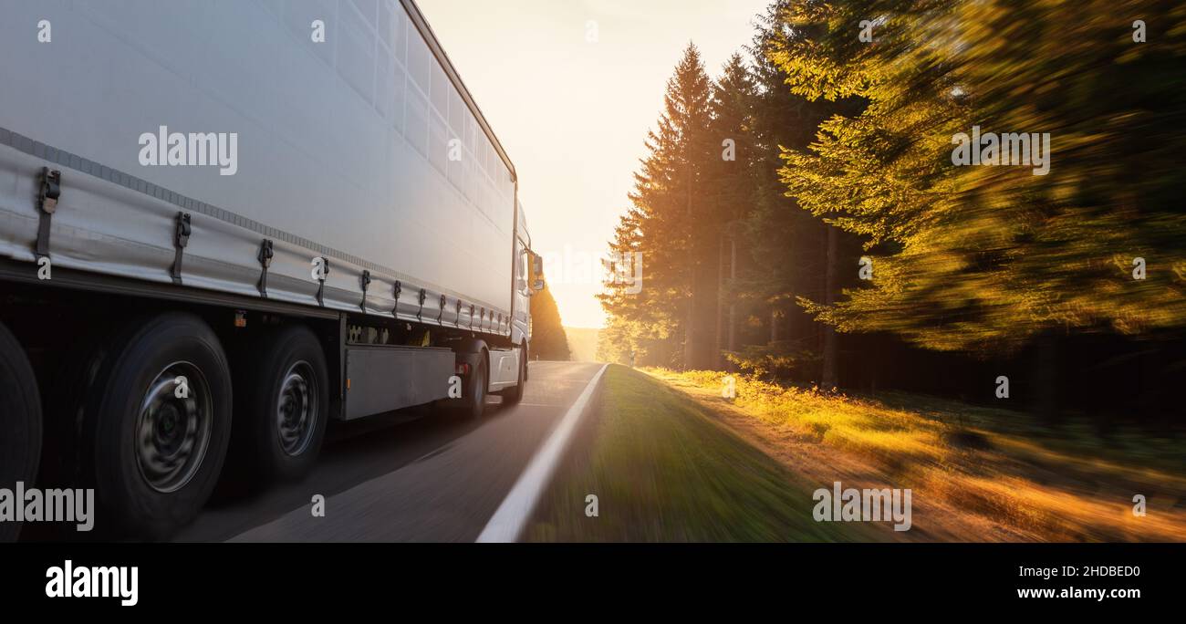 Truck - delivery van on a road Stock Photo - Alamy