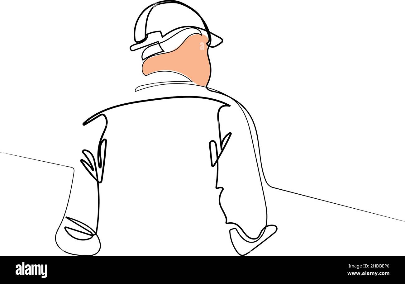 Continuous line drawing of a engineer Stock Vector Image & Art - Alamy