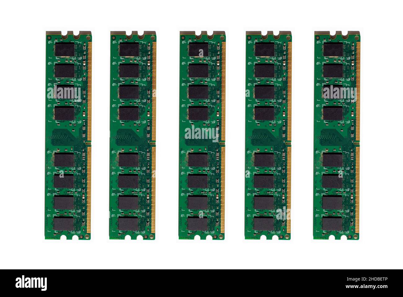 Multiple pc ram components, old ddr2 ram memory chip on white ...
