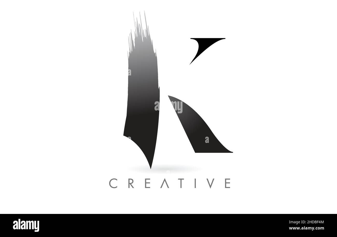 Artistic K Brush Stroke Letter Design Logo Icon Vector. Elegant ...