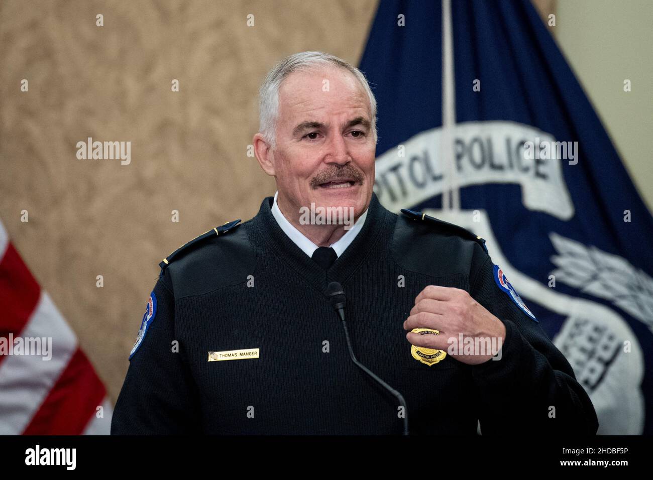 United States Capitol Police Chief J. Thomas Manger offers remarks ...
