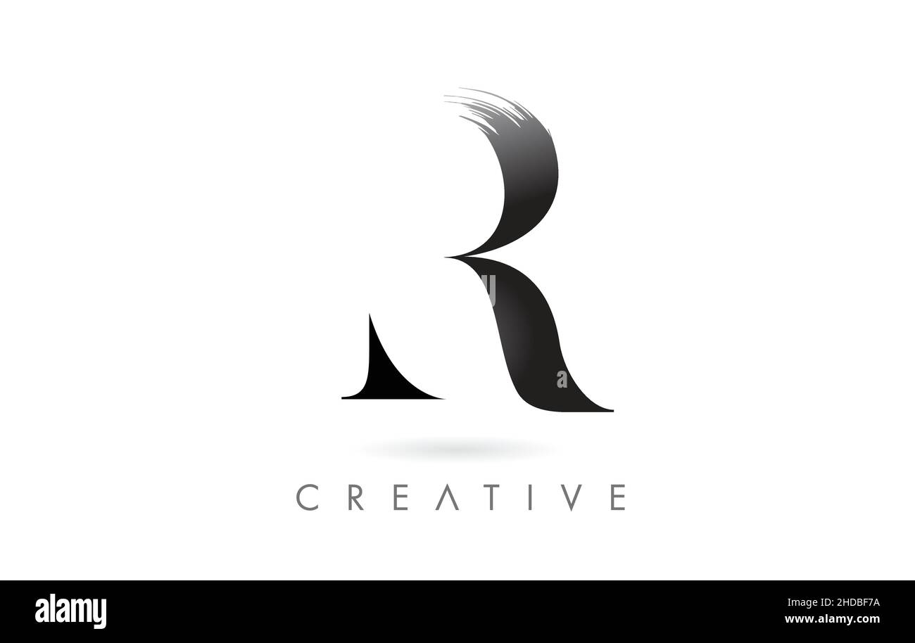 Artistic R Brush Stroke Letter Design Logo Icon Vector. Elegant ...