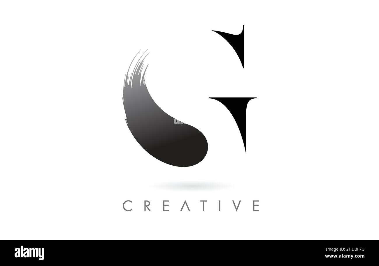 Artistic G Brush Stroke Letter Design Logo Icon Vector. Elegant Minimalist G Brush Letter ...