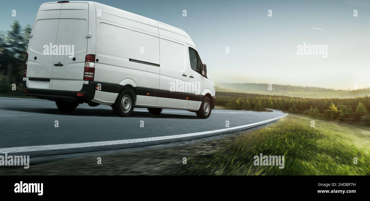 Truck - delivery van on a road Stock Photo - Alamy