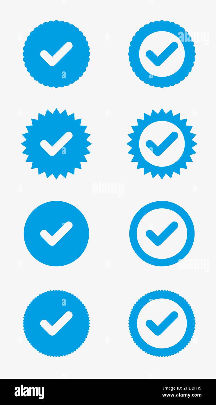 Set of blue vector approval verification icons Stock Vector Image & Art ...