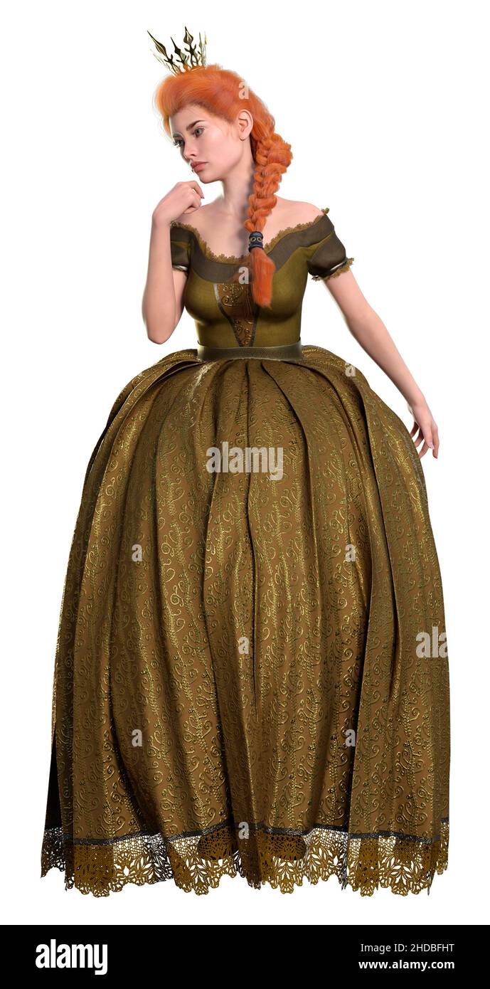 3D rendering of a beautiful fairy tale princess isolated on white ...