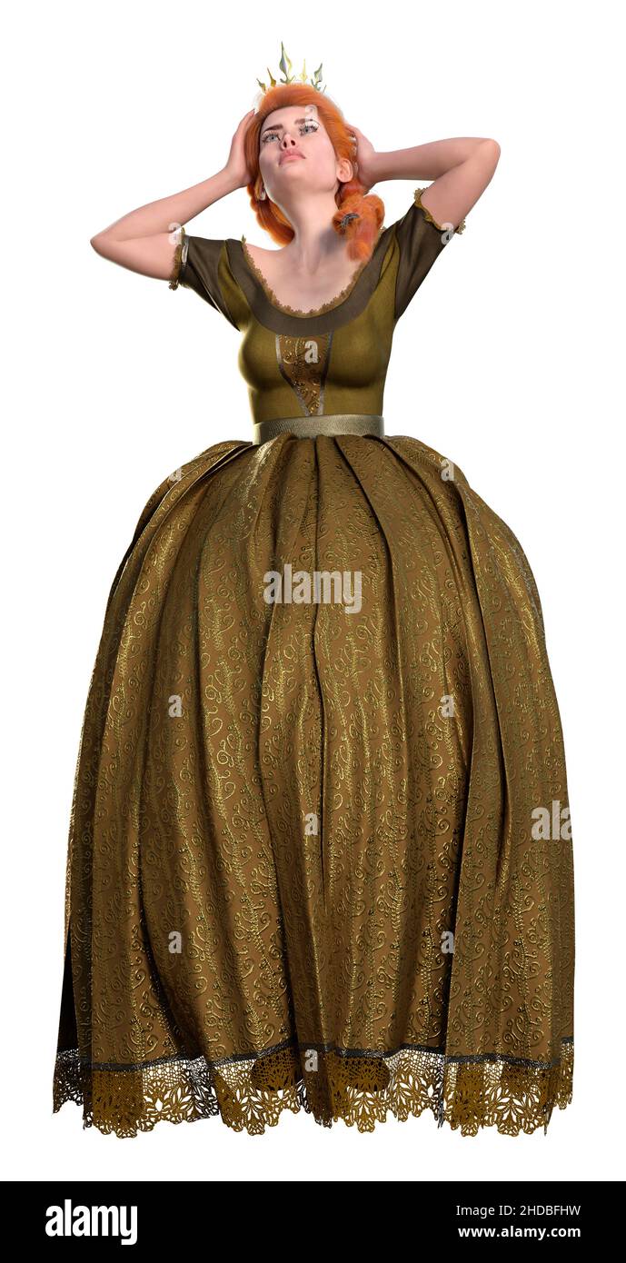 3D rendering of a beautiful fairy tale princess isolated on white ...