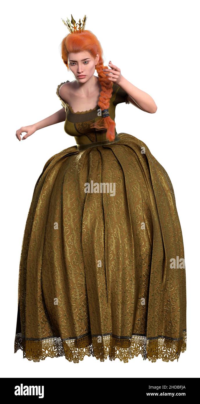 3D rendering of a beautiful fairy tale princess isolated on white ...