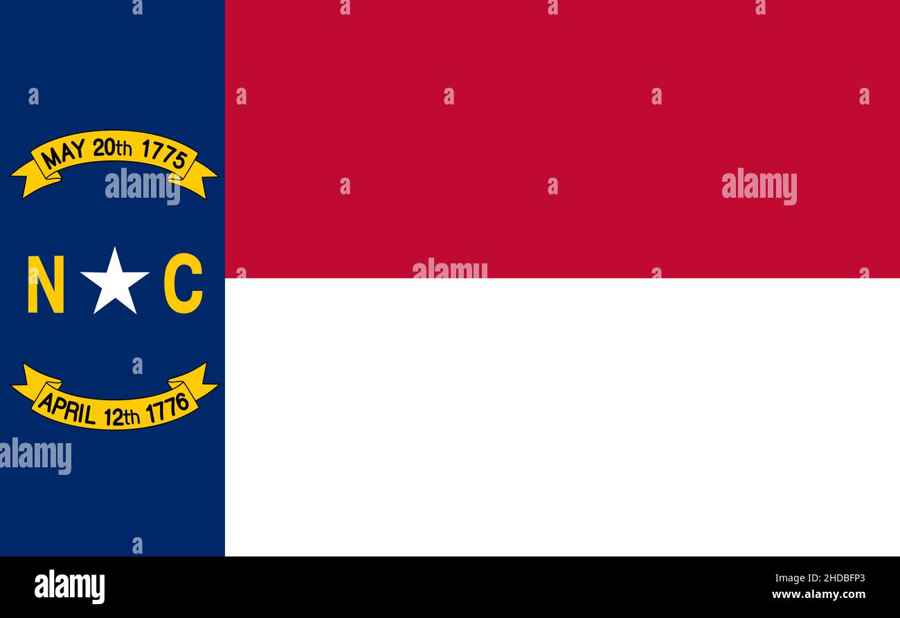 Top view of North Carolina 1885 1991 , USA flag, no flagpole. Plane ...