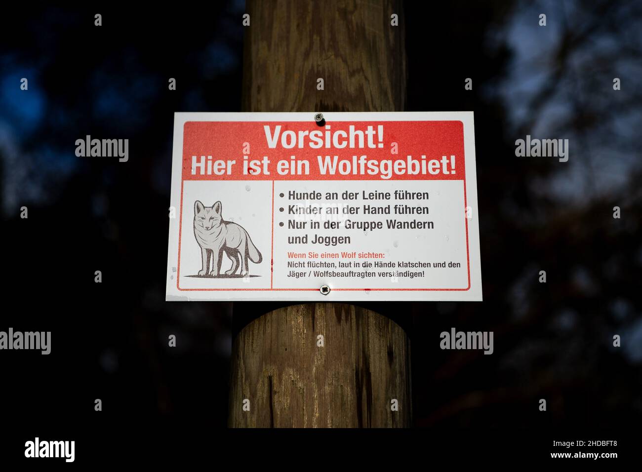 Werpeloh, Germany. 05th Jan, 2022. "Caution! Here is a wolf area!" and ...