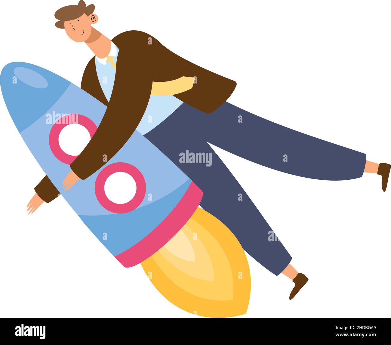 businessman in rocket startup character Stock Vector Image & Art - Alamy
