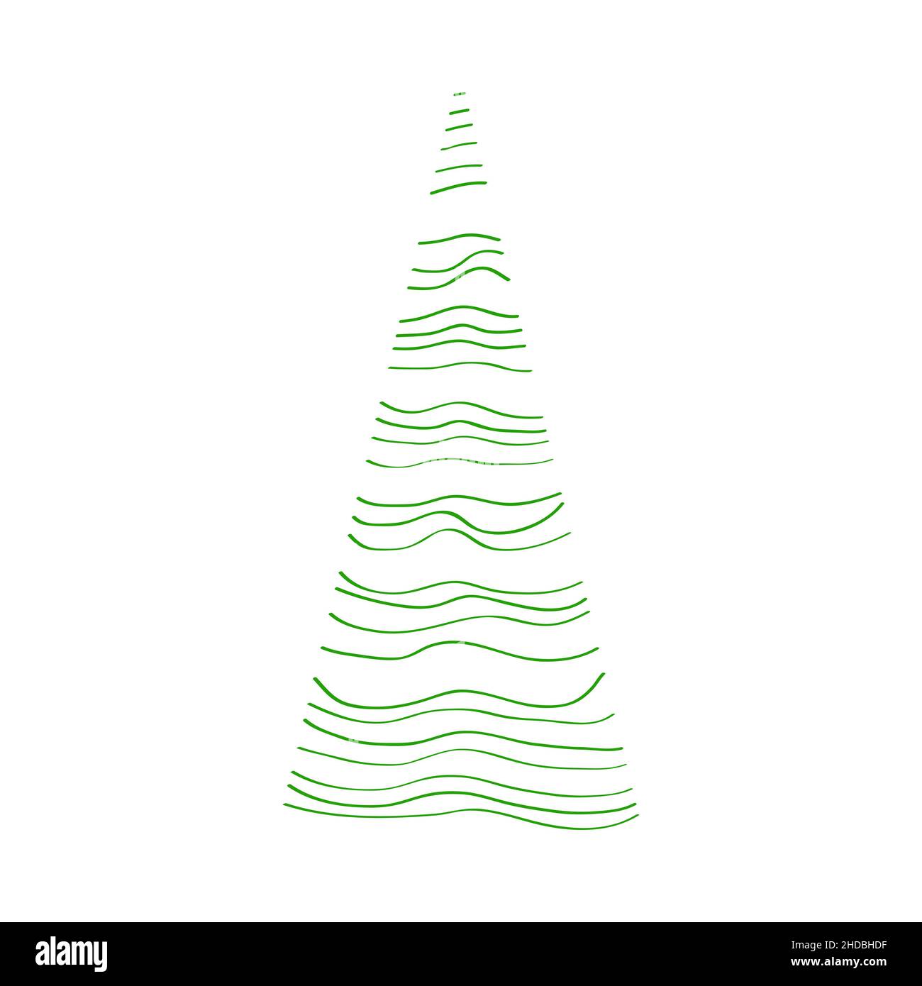 Abstract stylized tree isolated. Hand drawing of green tree with ...