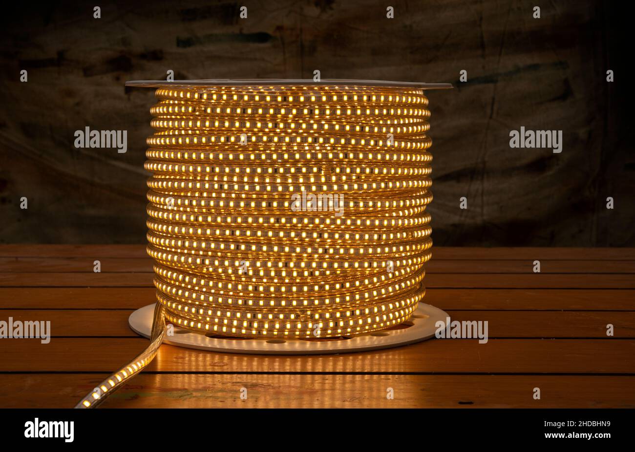 LED rope light strip closeup view with lightening bulb Stock Photo - Alamy