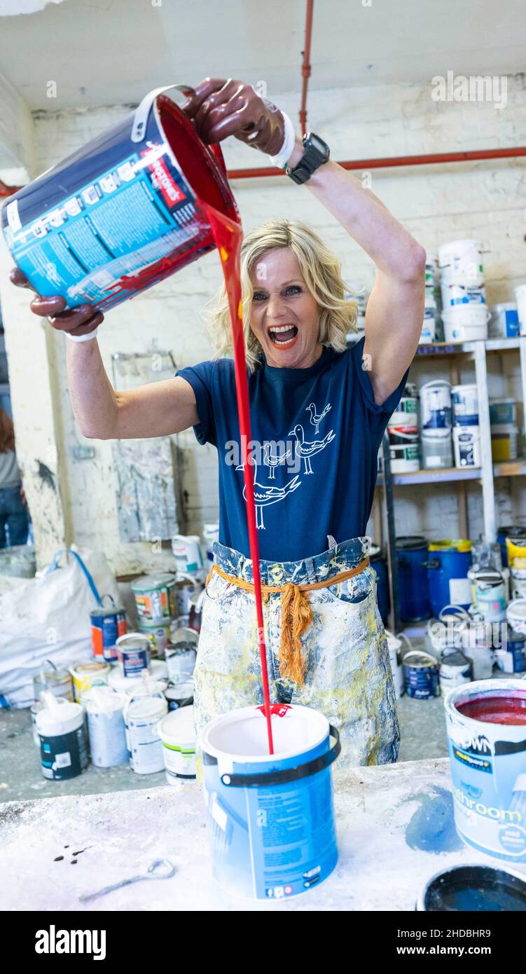 EDITORIAL USE ONLY Linda Barker visits Seagulls, an eco-friendly paint ...