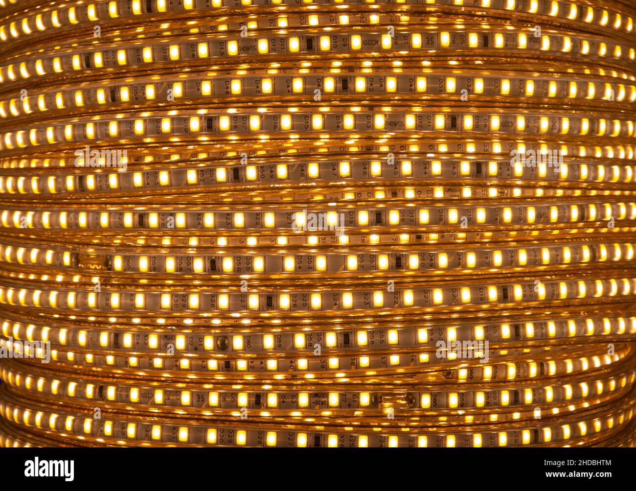 Closeup view of LED rope strip light making a background Stock Photo ...