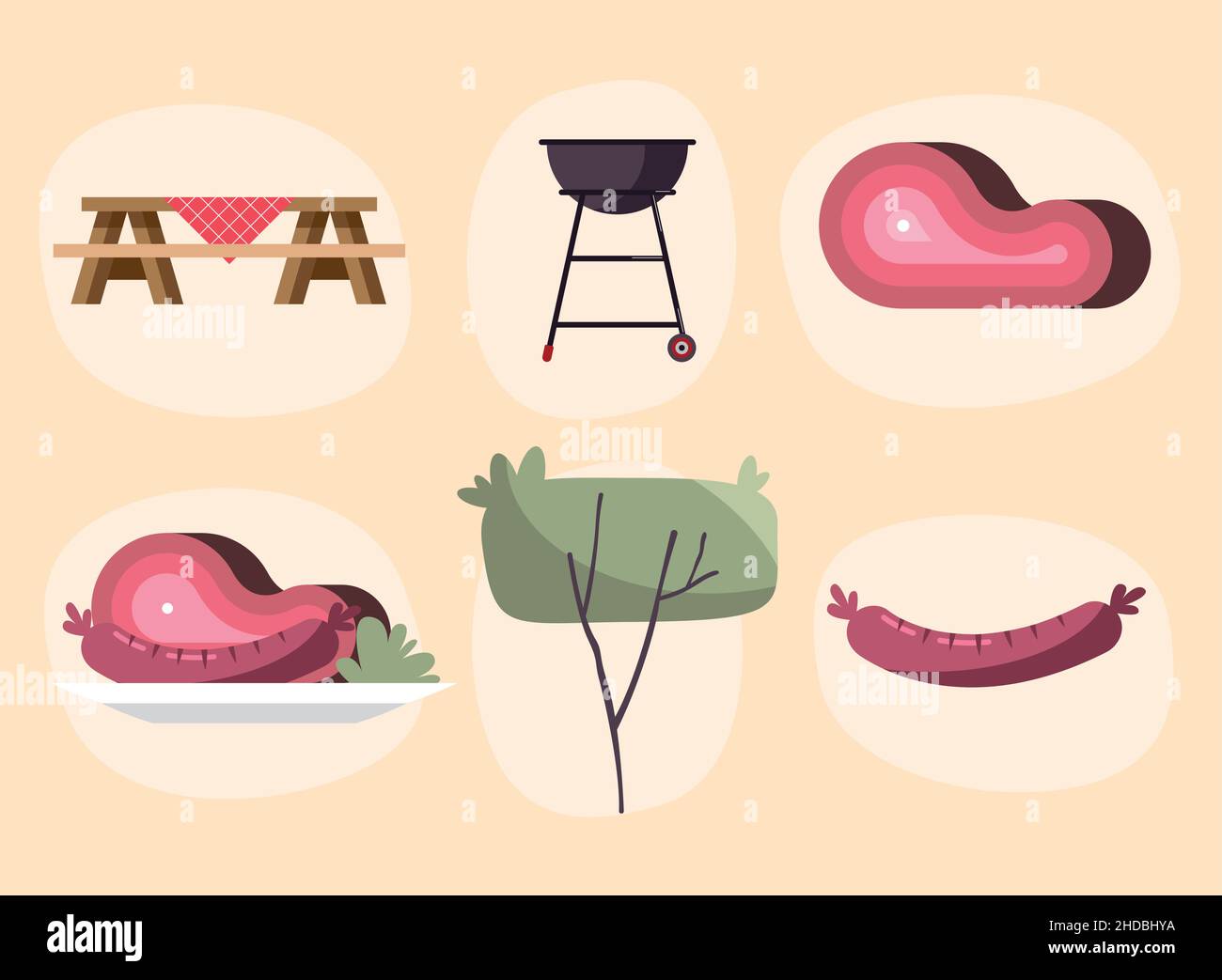 six bbq party set icons Stock Vector Image & Art - Alamy