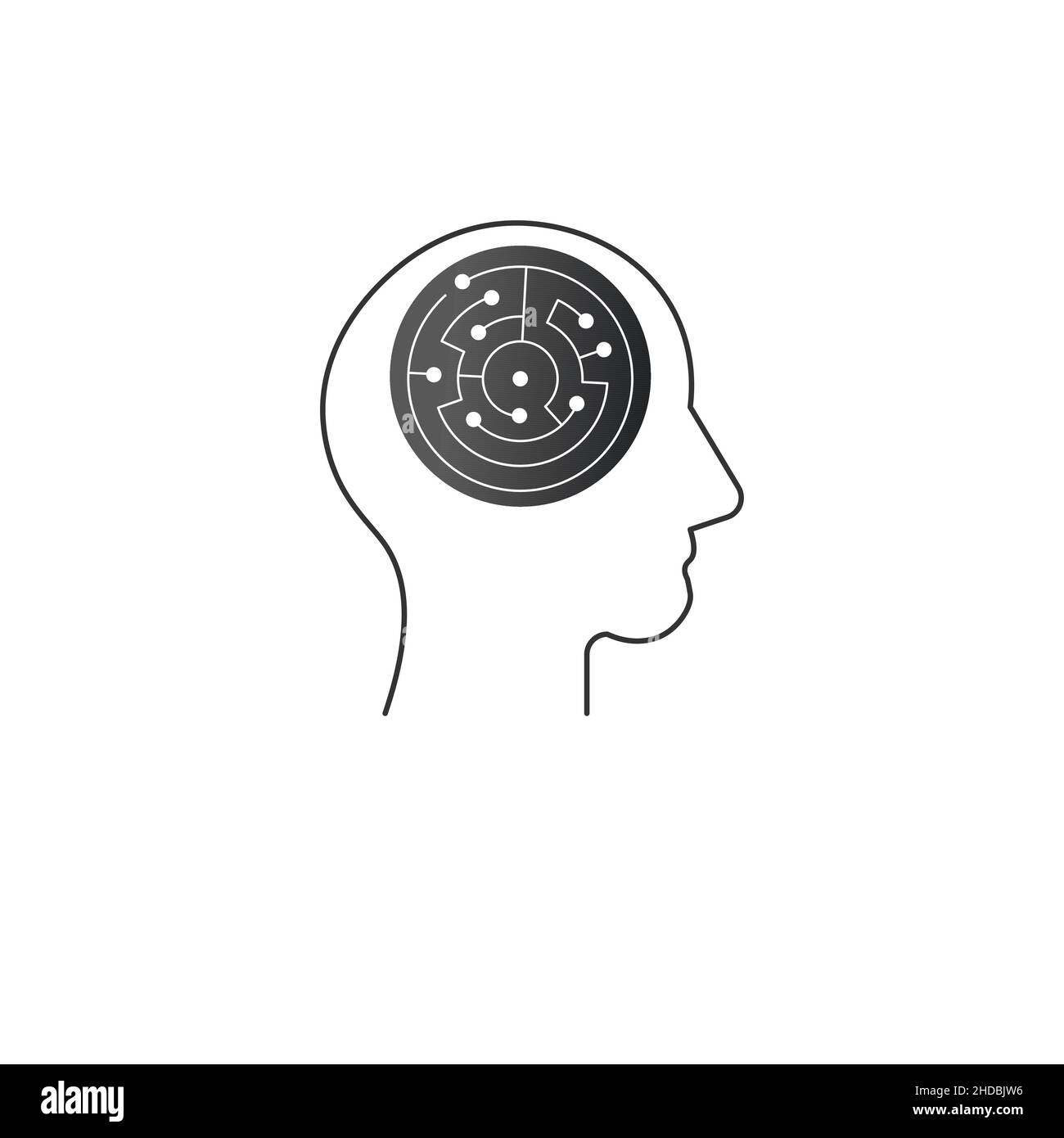 Logic games concept, creative thinking, head maze line icon, mind ...