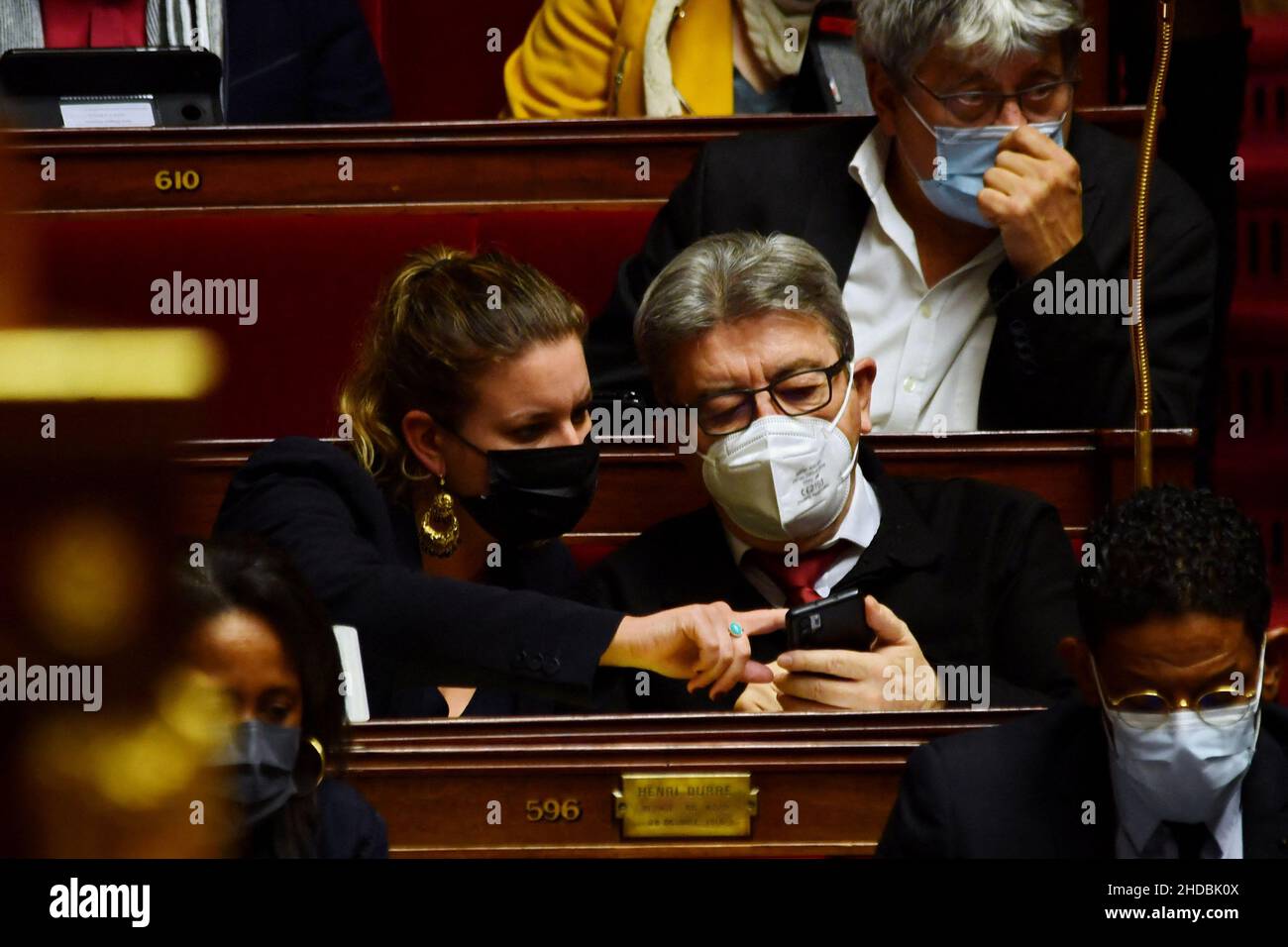 Paris, France, January 04, 2022. Jean-Luc Mélenchon during the debate ...