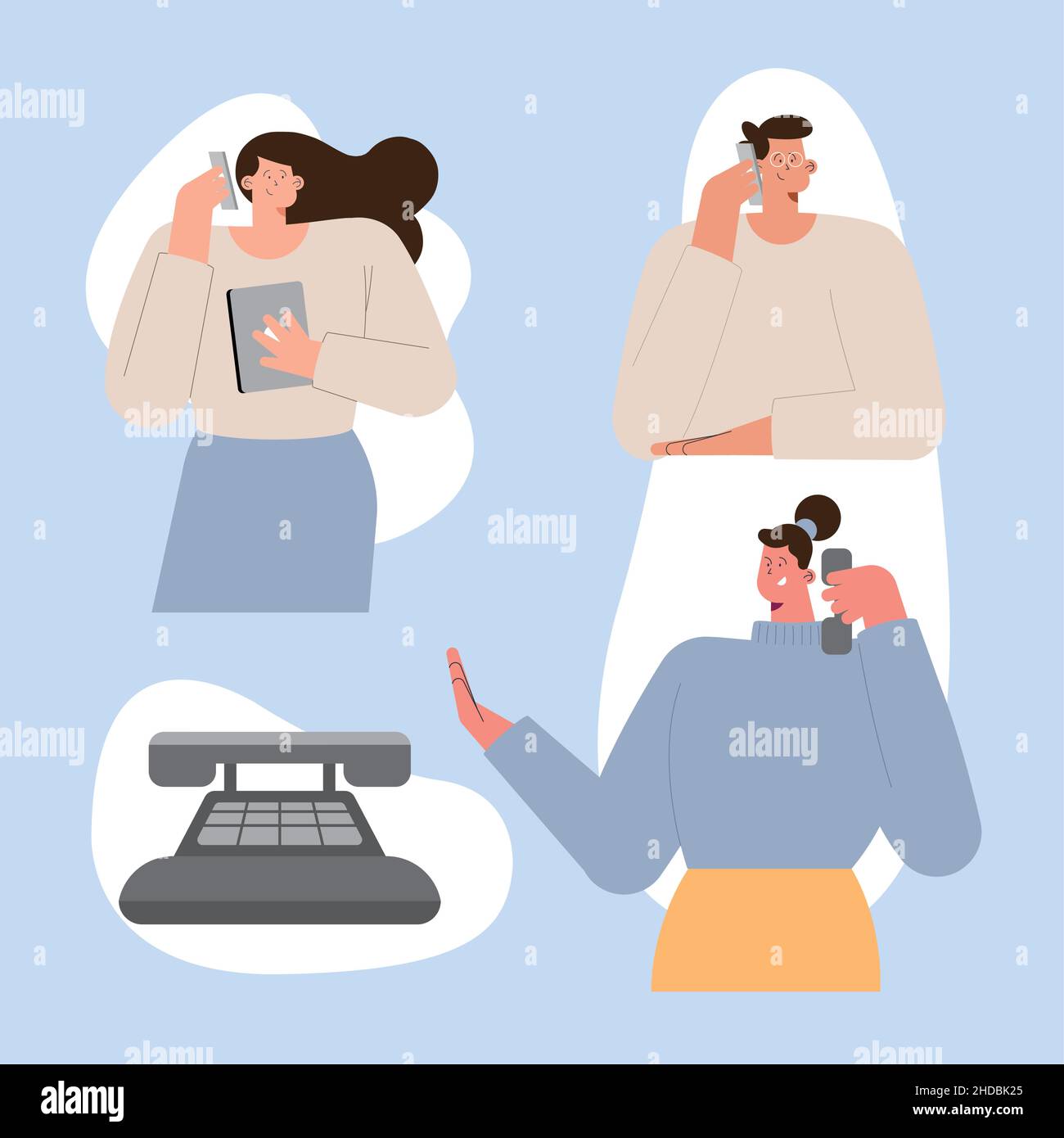 call center three operators characters Stock Vector Image & Art - Alamy