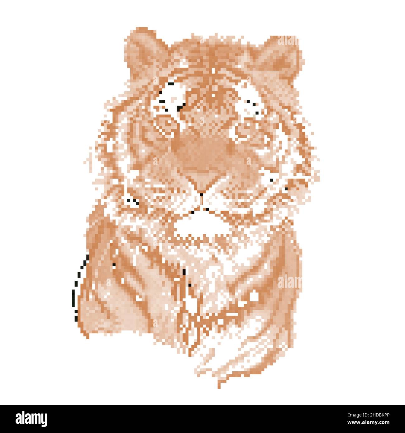 Tiger pixel, vector pixel art tiger isolated cartoon. Pixel art design ...