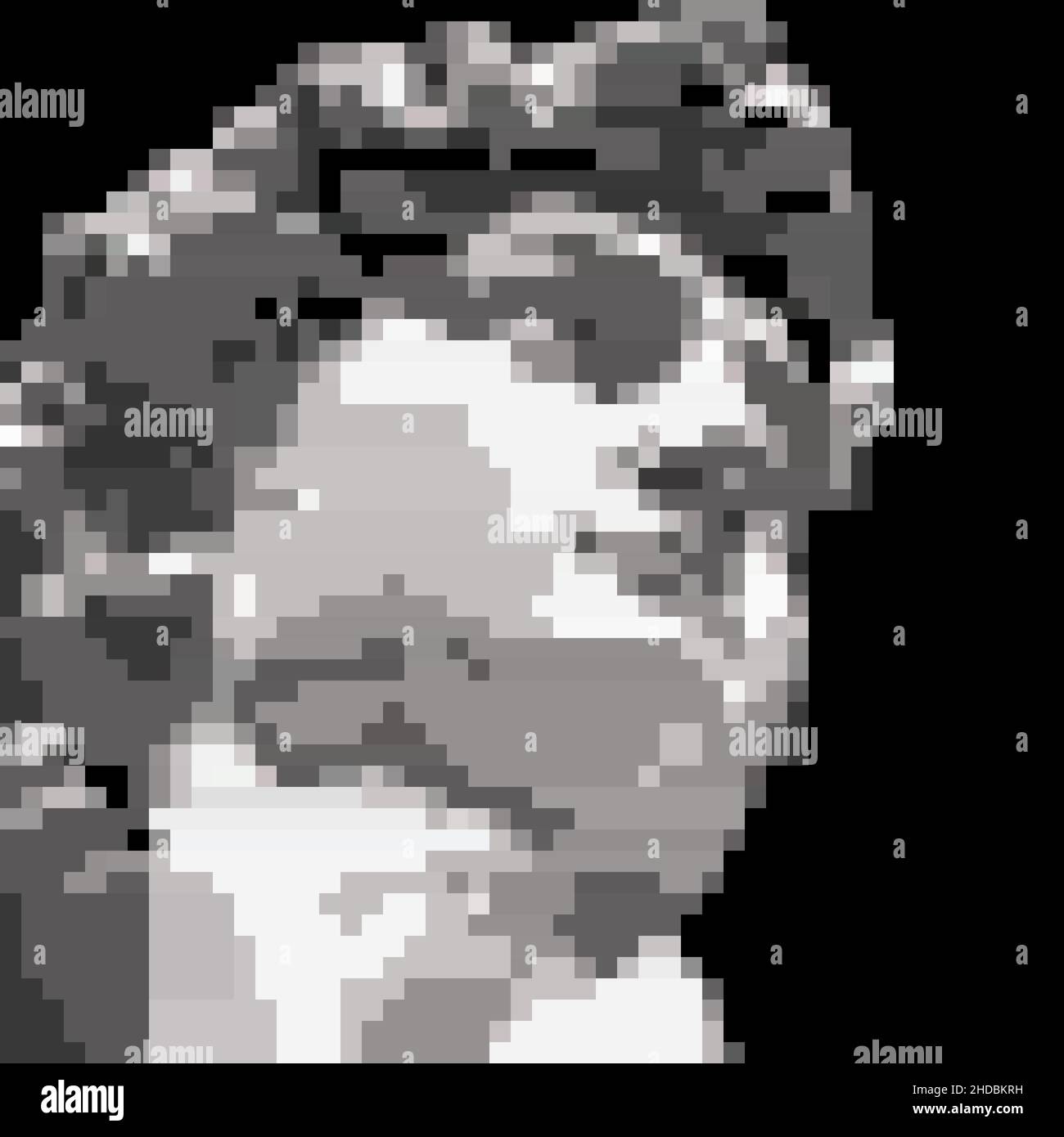 Vector pixel art ilustration with Michelangelo's David bust. Vaporwave ...