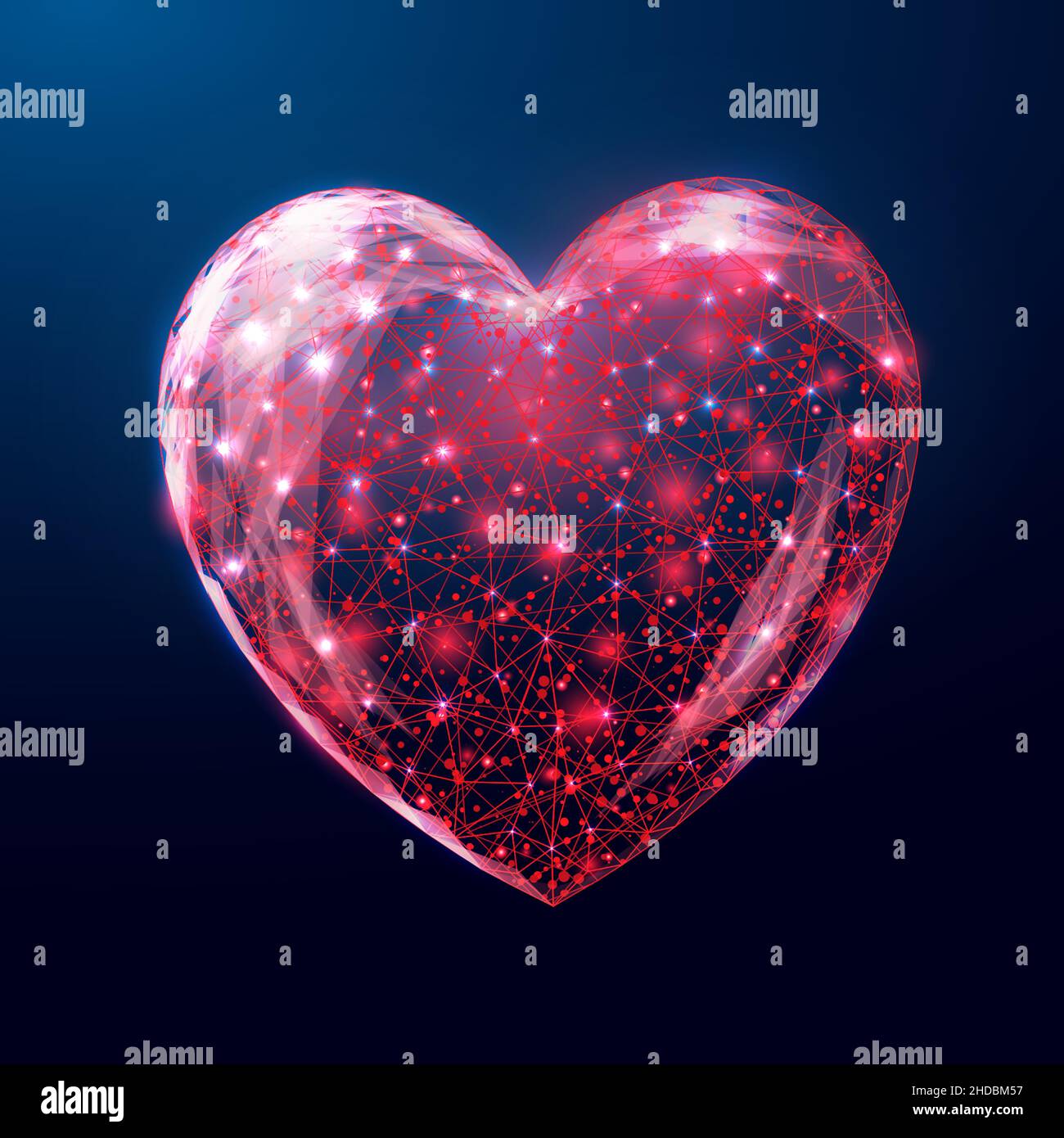 Wireframe heart, low poly style. Abstract modern 3d vector illustration ...