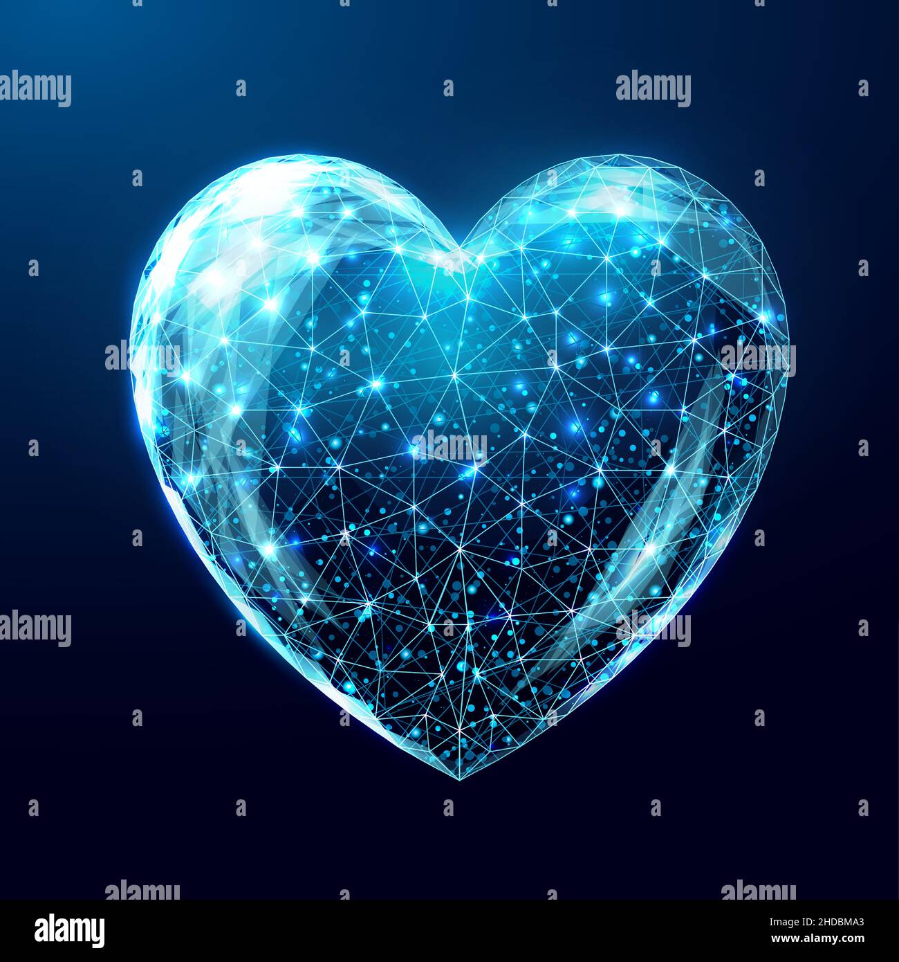 Wireframe heart, low poly style. Element for medical science ...