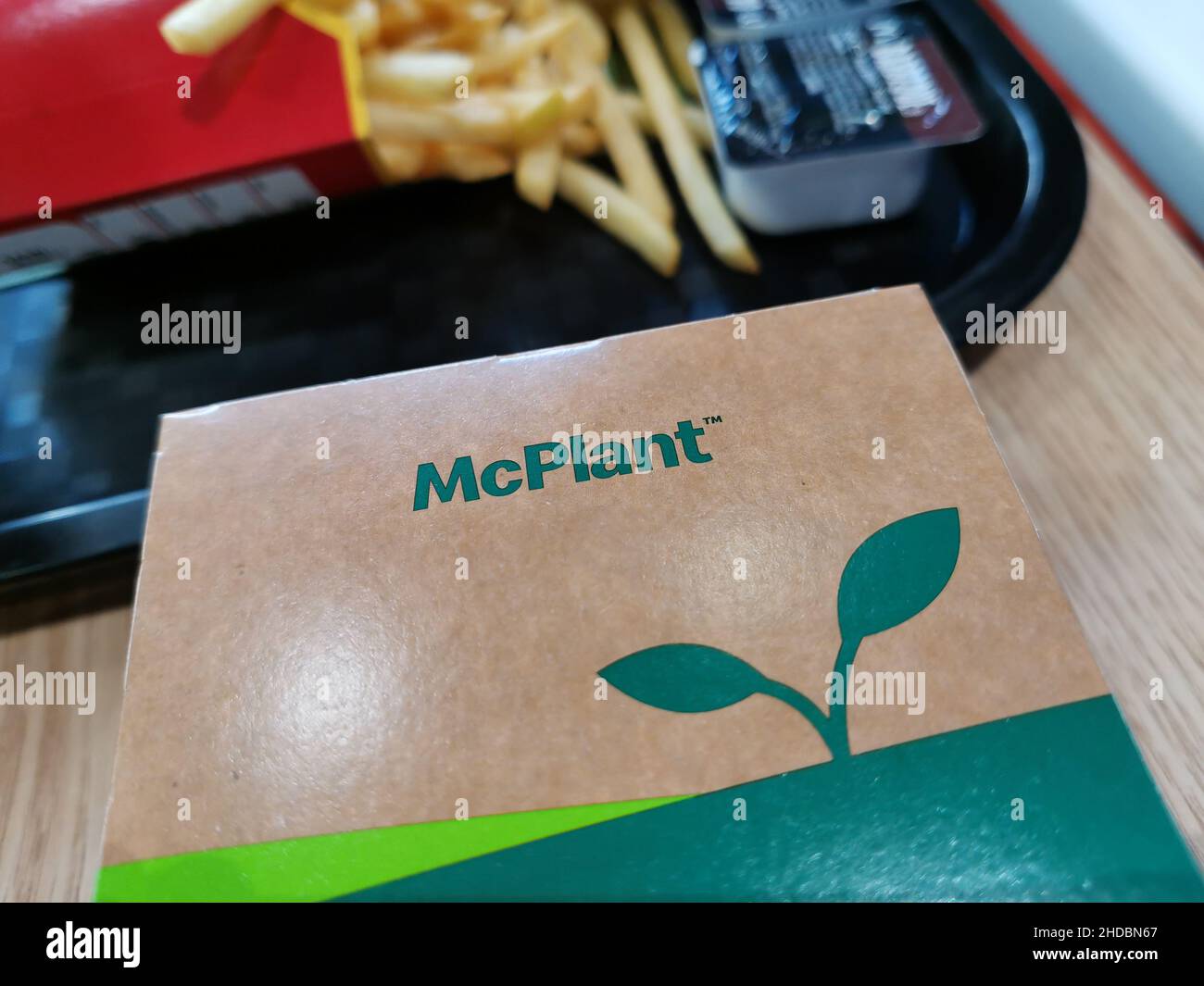 Torquay, UK. 05th Jan, 2022. Box of the new McPlant fully vegan burger ...