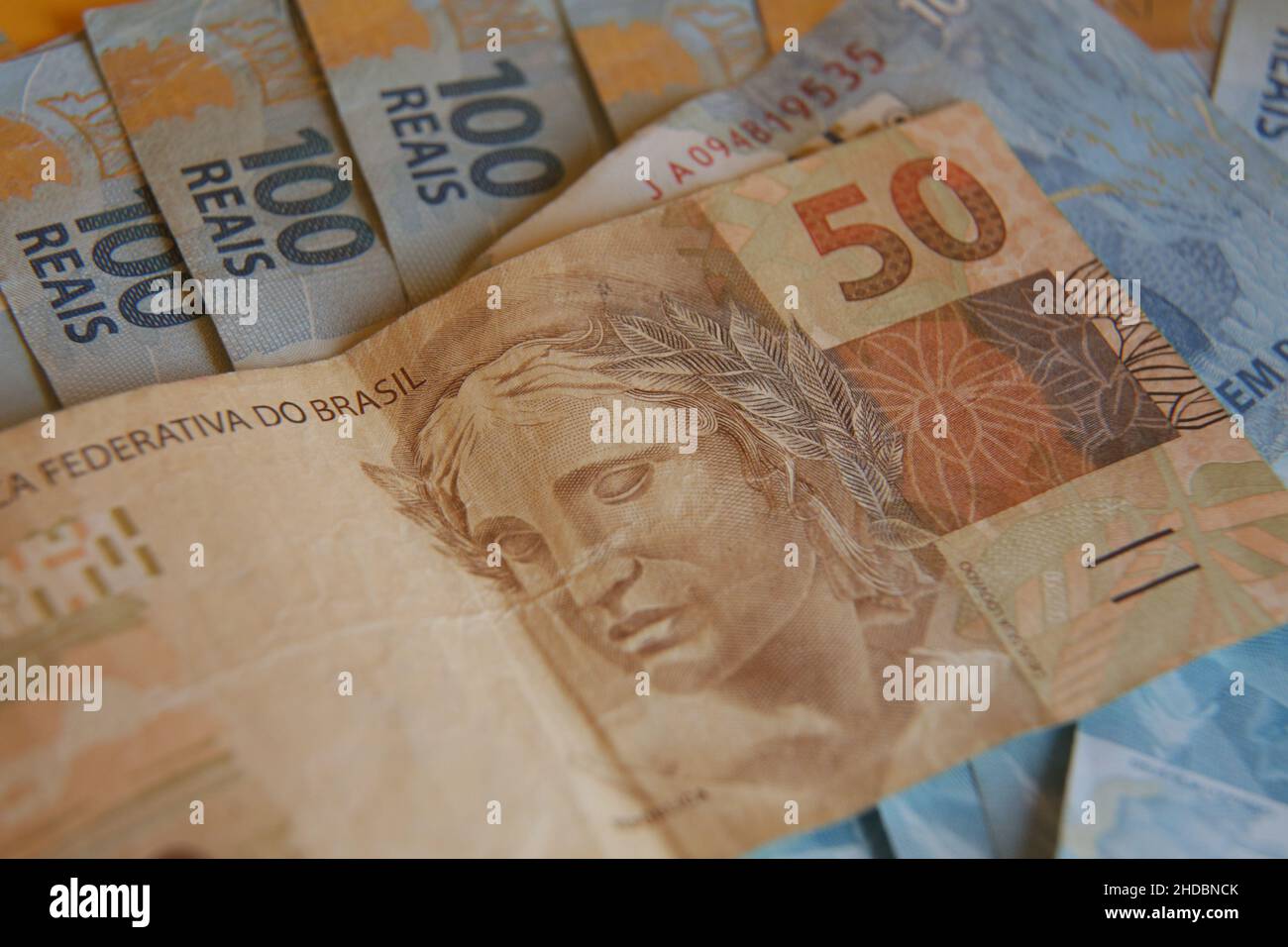 salvador, bahia, brazil - january 5, 2022: cedulas de real, currency ...
