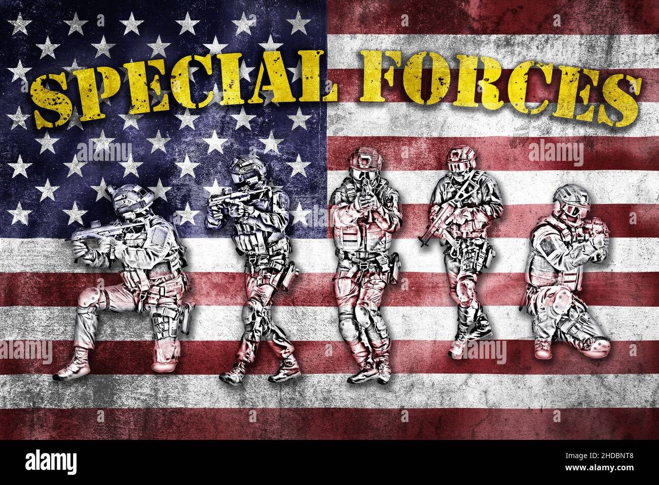 Special forces tactical team in action, unmarked and unrecognizable ...