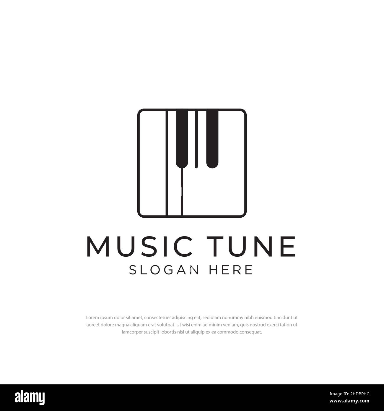 Simple piano box logo design inspiration .with keyboard illustration ...