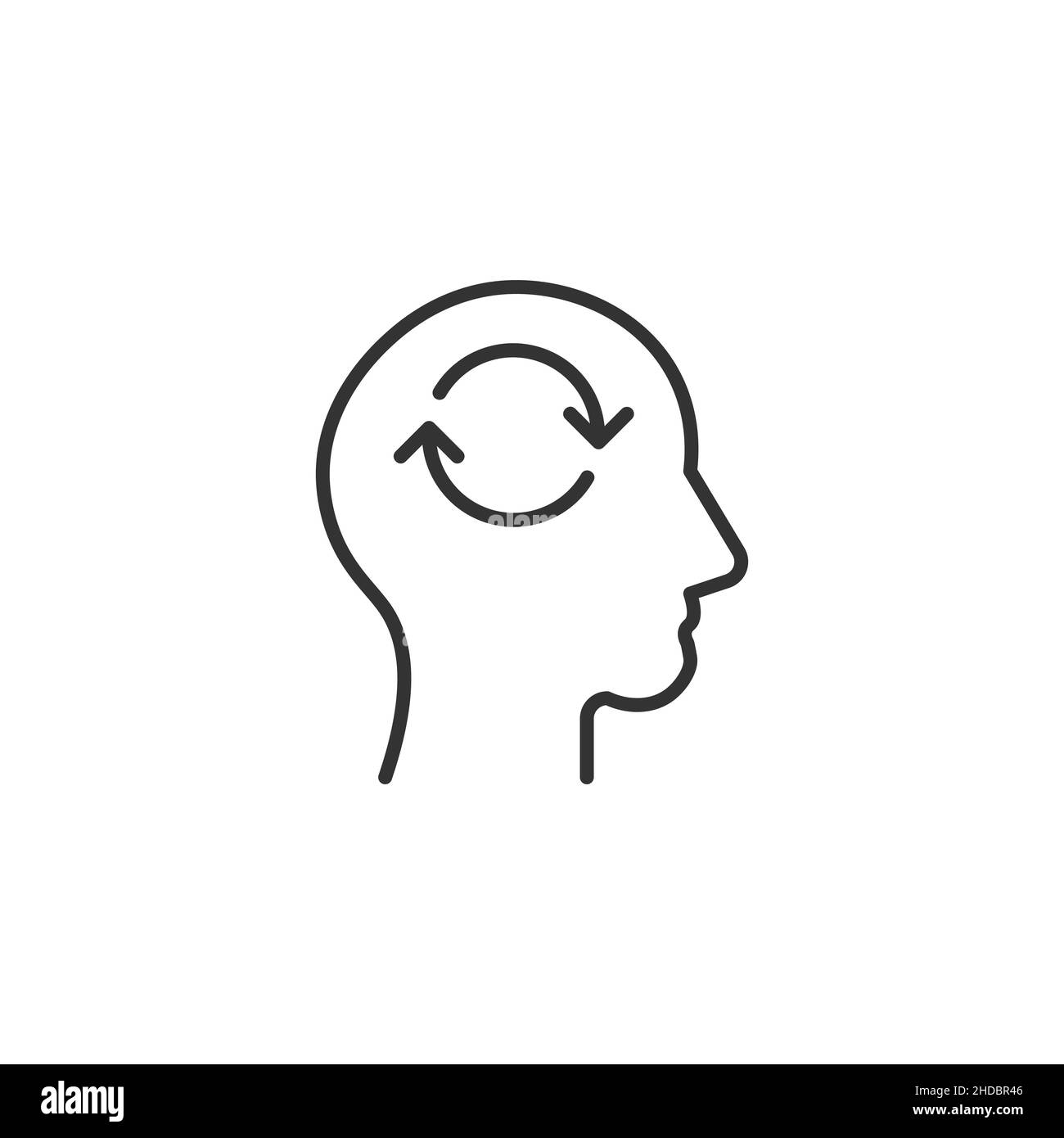 Head and reload arrow line icon. linear style sign for mobile concept ...